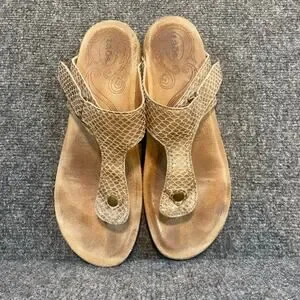 Taos Footwear | Shoes | Taos Scale Snakeskin Tan Leather Comfort Thong ...